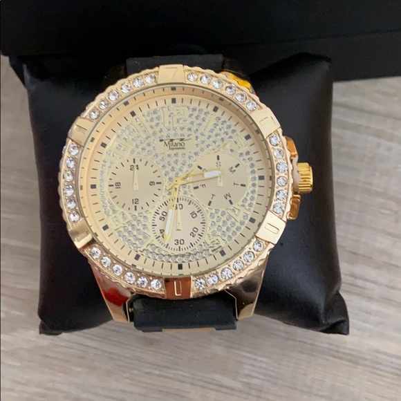 Accessories | Mens Big Face Gold Black Flashy Watch | Poshmark